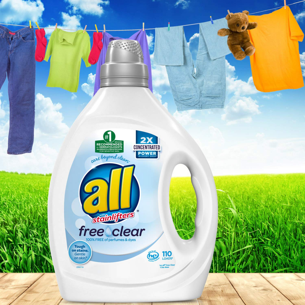 All Liquid Laundry Detergent (Free Clear for Sensitive Skin) 110 Loads ...