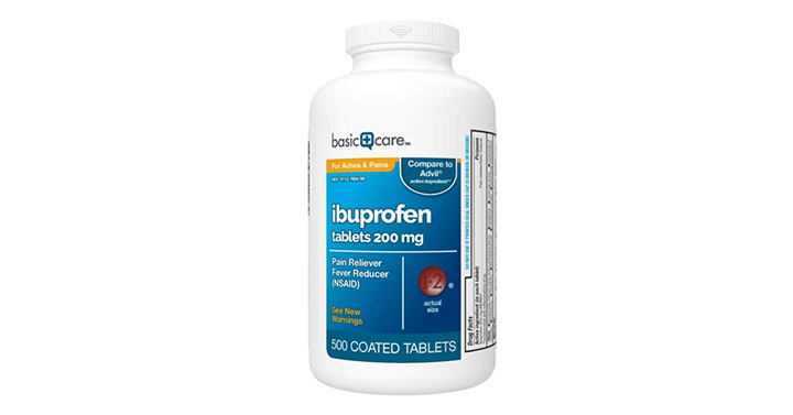Basic Care Ibuprofen Tablets 200 mg, Pain Reliever/Fever Reducer (NSAID ...