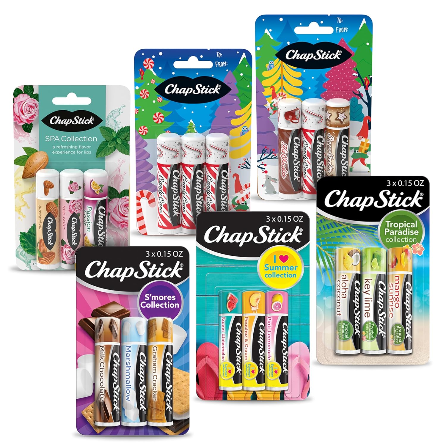 ChapStick Fan Favorites Multi-Pack Flavored Lip Balm Tubes (Box of 6 ...