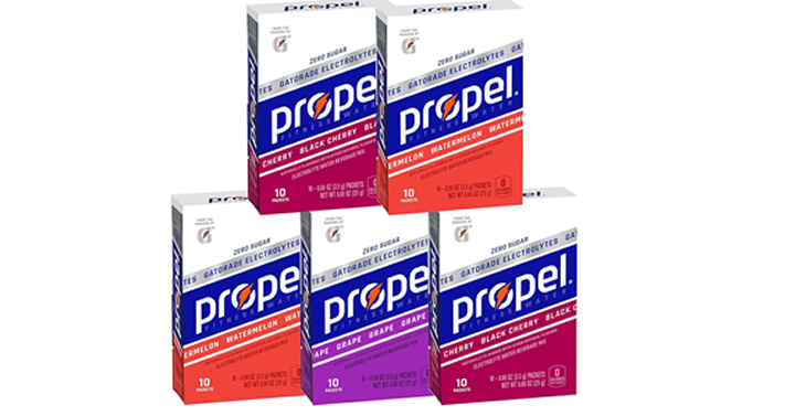 Propel Powder Packets, 3 Flavor Variety Pack -10 Count, Pack of 5 ...
