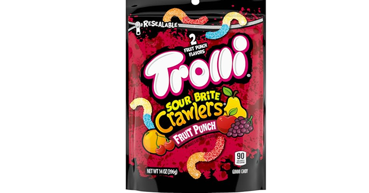 Trolli Sour Brite Crawlers Candy, Fruit Punch Flavored Sour Gummy Worms ...