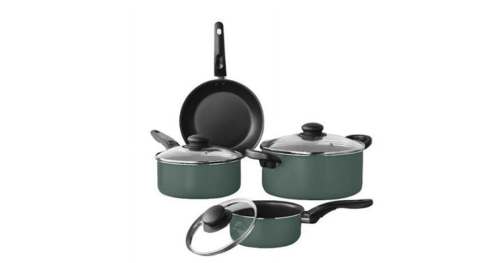 Mainstays 7 Piece Non-Stick Cookware Set in Green Sage – Just $14.97 ...
