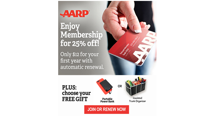 AARP for $12 + Get a Free Portable Power Bank or Insulated Trunk ...