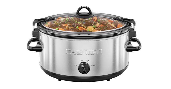 Chefman 6 Qt. Slow Cooker w/ Locking Lid and Three Heat Settings ...